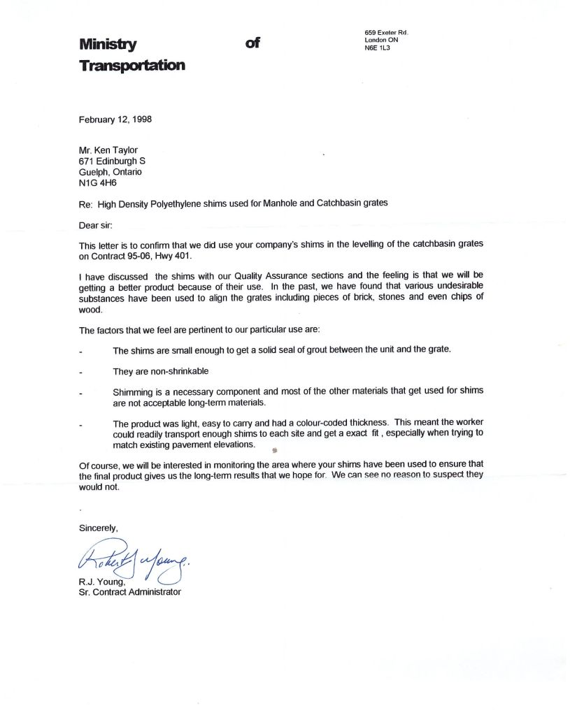 Letter from the Ministry of Transportation (London, Ontario ...